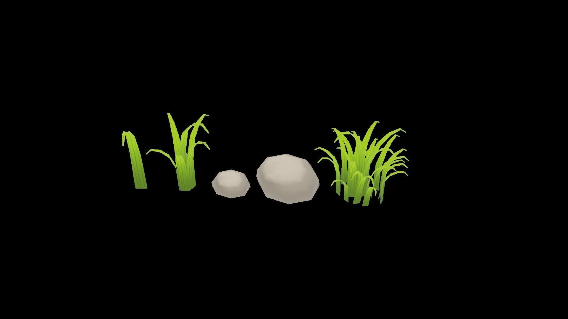 3D model Low Poly Stylized Grass and Rocks Collection VR / AR / low ...