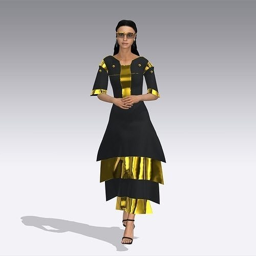 gold dress 3D model | CGTrader