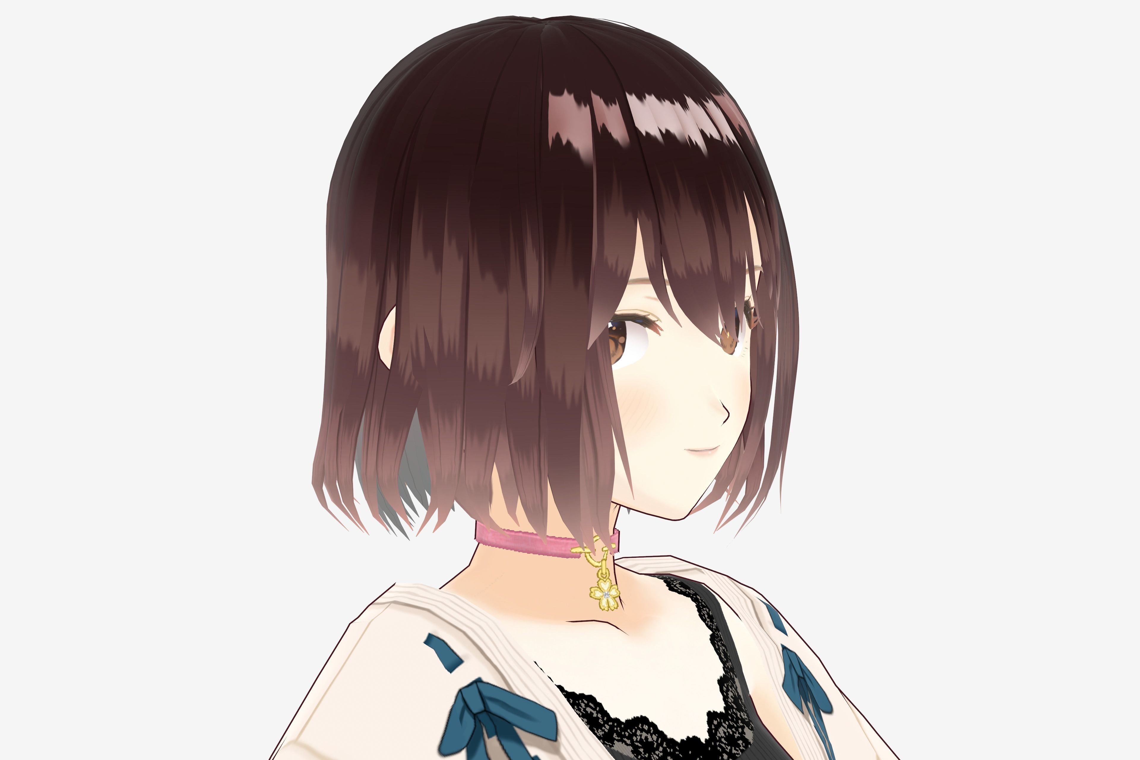 Sakura Necklace Gold Frame for VRoid Model Neck Accessory 3D model ...