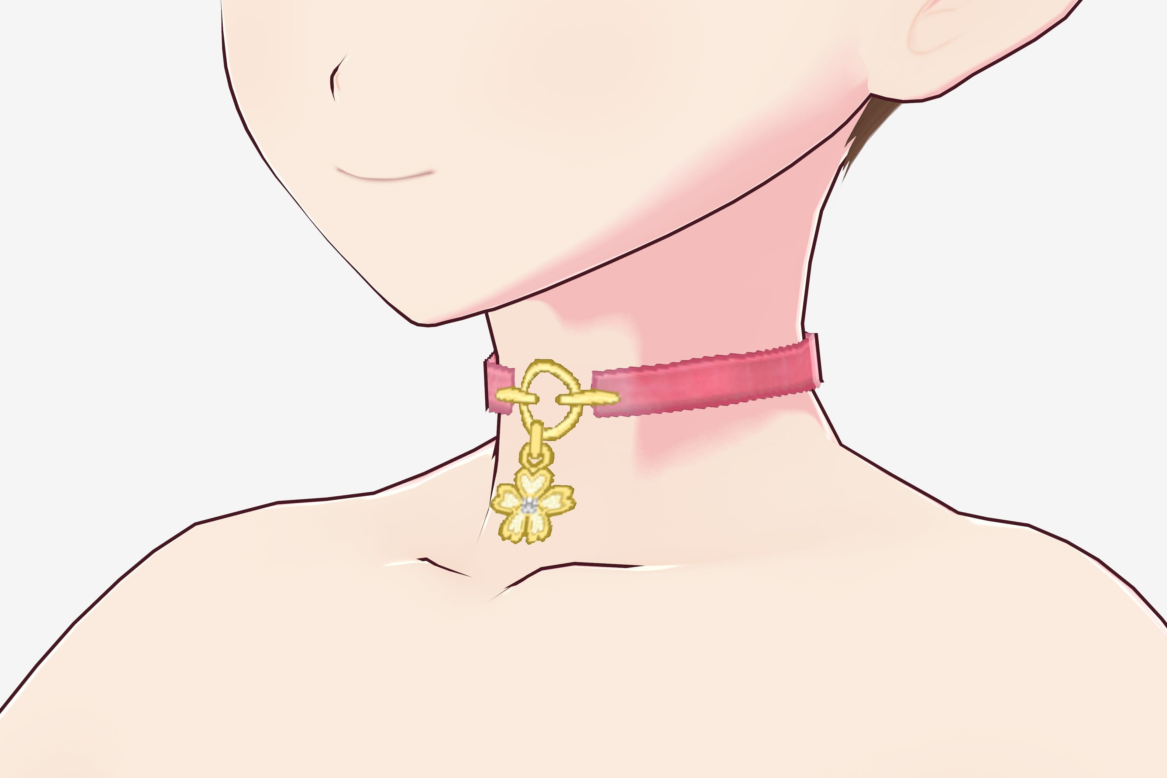 Sakura Necklace Gold Frame for VRoid Model Neck Accessory 3D model ...