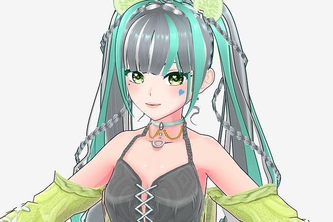 Silver Round Necklace for VRoid Model Neck Accessory 3D model rigged ...