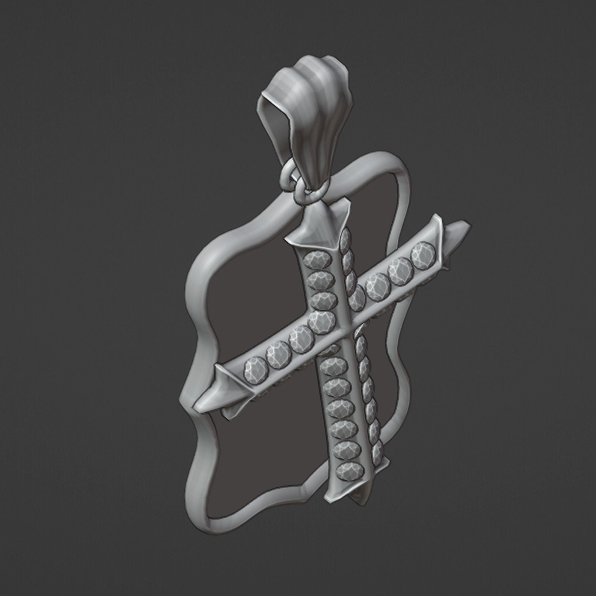 Cross with gems and pendant 3D model | CGTrader
