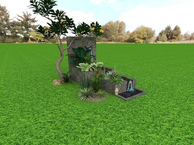 garden and fish pond 3D model 3D printable | CGTrader