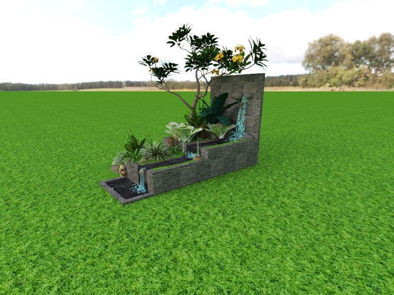 garden and fish pond 3D model 3D printable | CGTrader