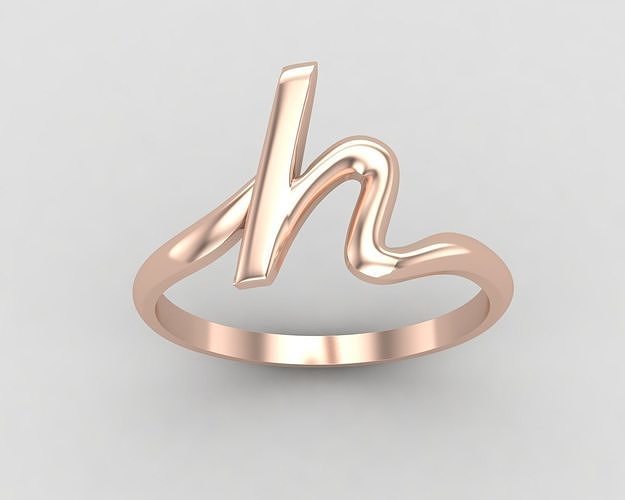 alphabet minimal H ring 81-MW 3D model 3D printable | CGTrader