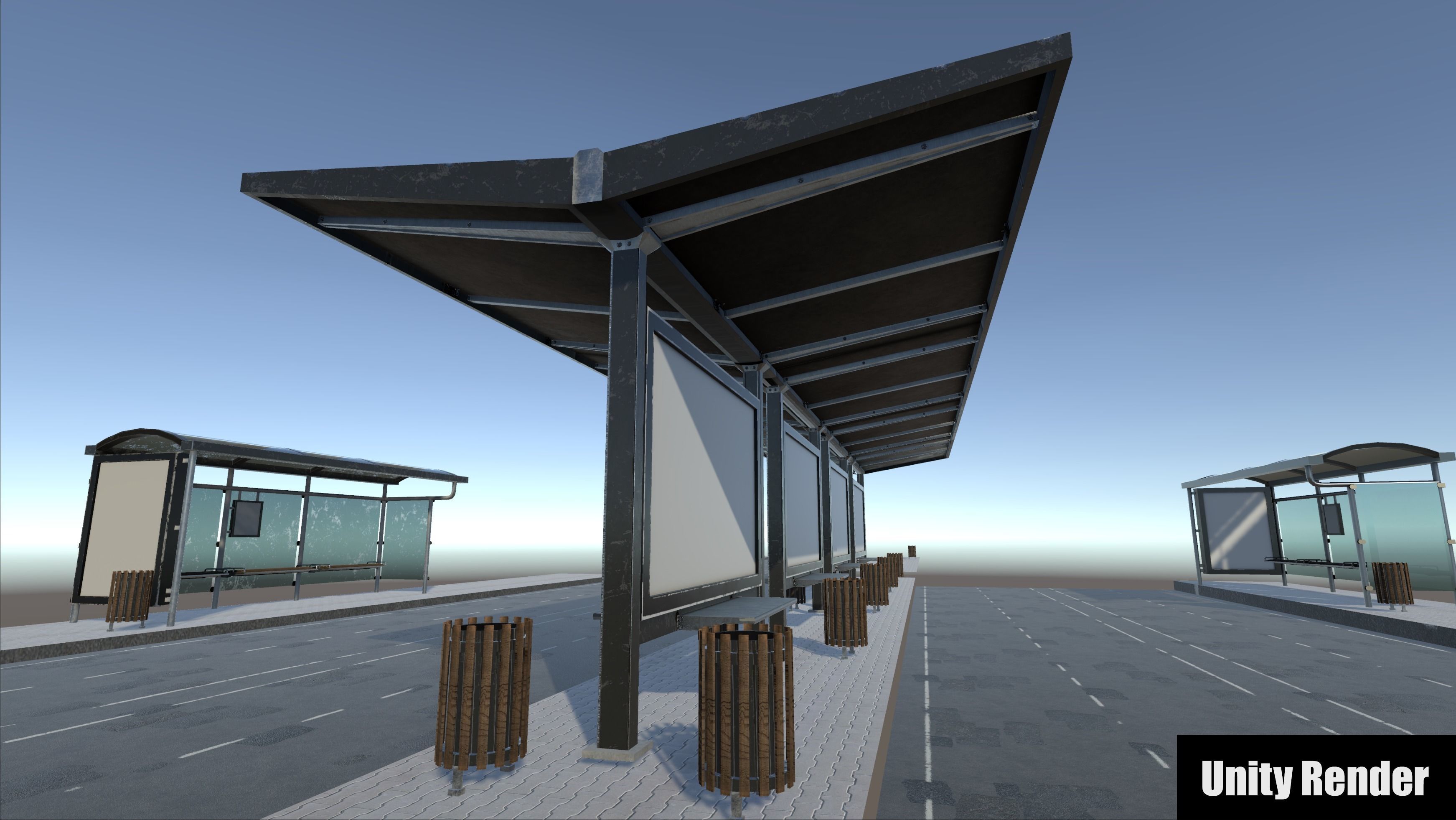 3D model Bus Stop Package Game Ready VR / AR / low-poly | CGTrader