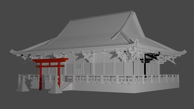 Japanese Temple and Tori Gate 3D model | CGTrader