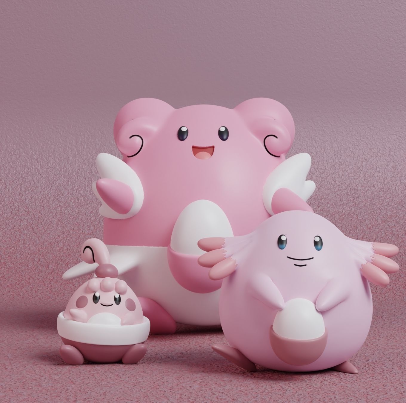 Pokemon - Happiny Chansey and Blissey with 2 poses 3D model 3D ...