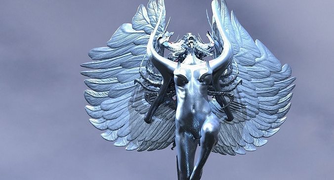 Alien Crescent Winged Angel Ocean rocks 3D model | CGTrader