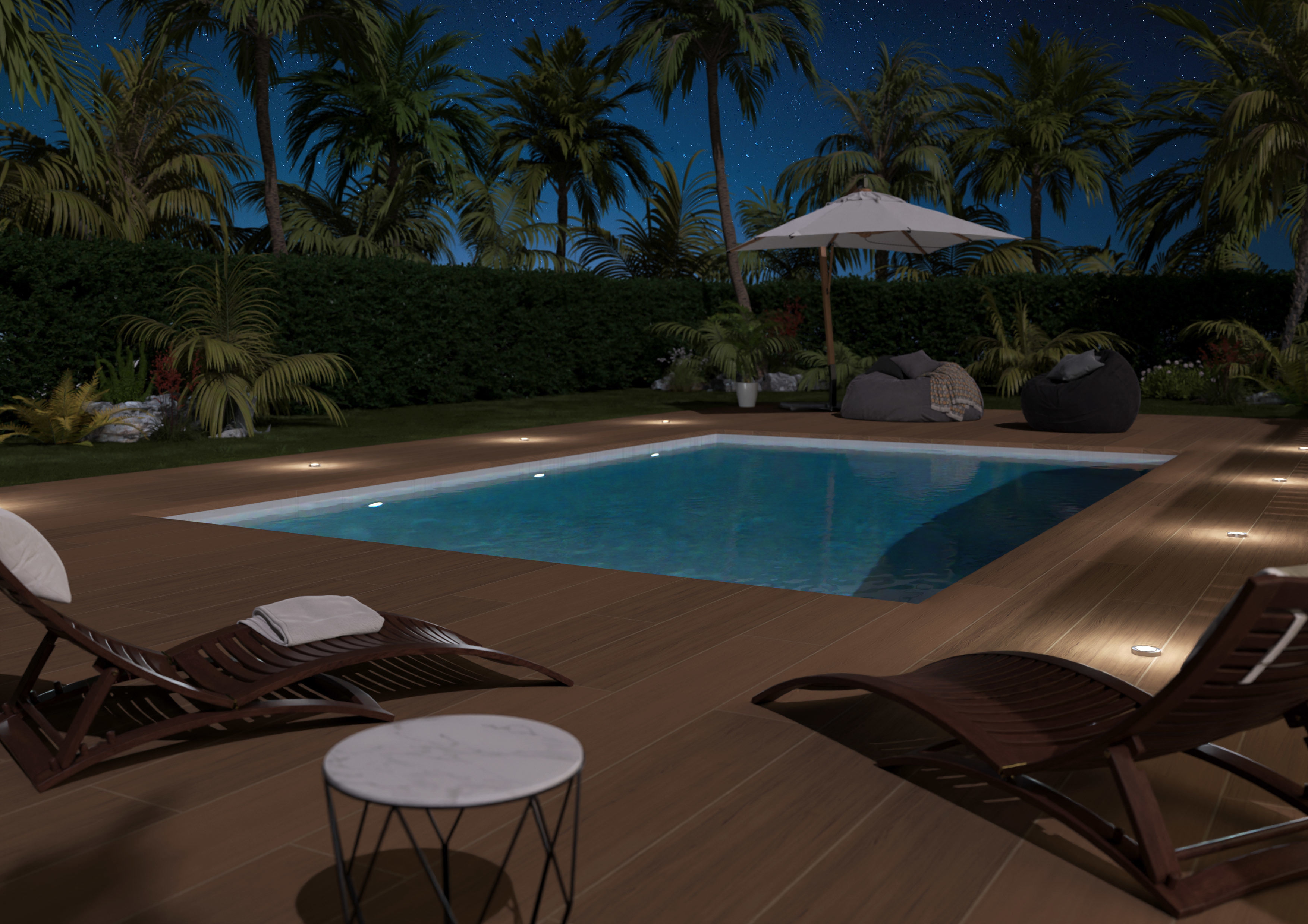 Exterior Scene Modern Villa With Pool Without Furnitures 3D model ...