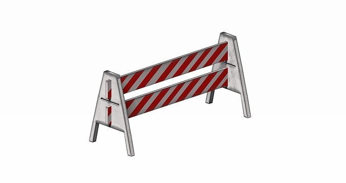 3D model Triangle feeted short strip traffic barrier VR / AR / low-poly ...