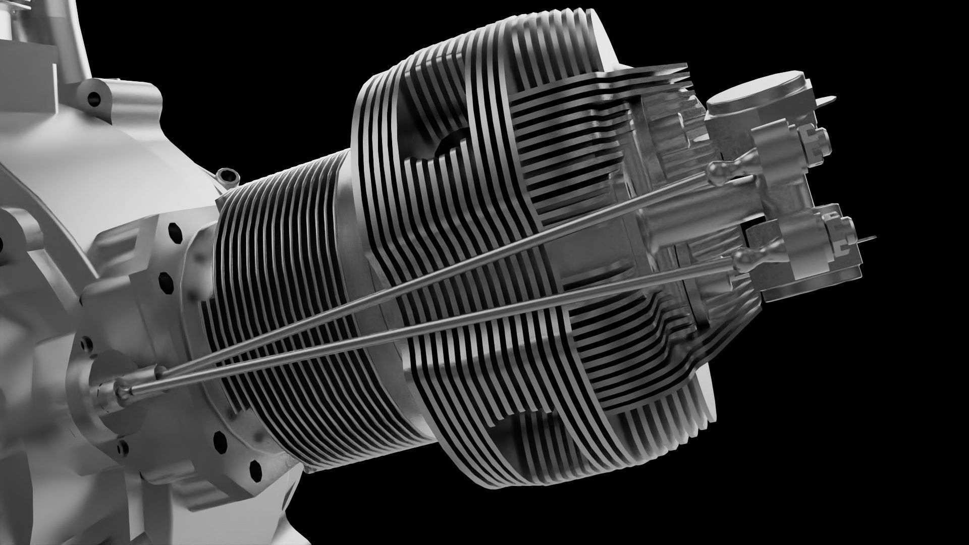 Five-cylinder radial engine 3D model | CGTrader