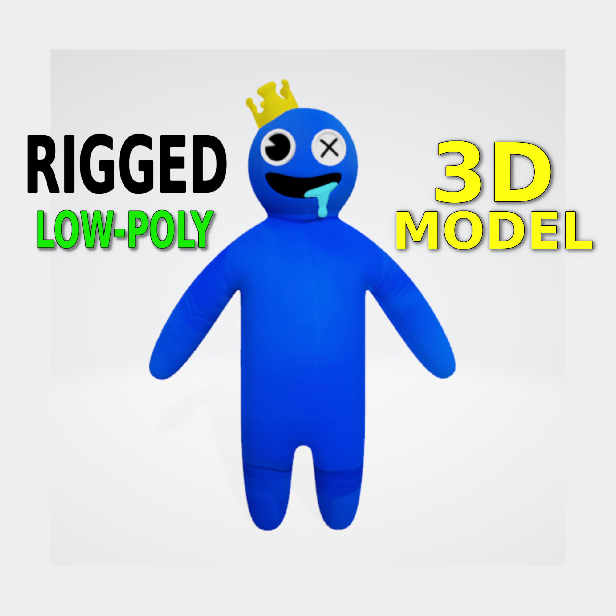 3D model Blue Rainbow Friends Inspired Rigged Character Low-Poly 3D ...