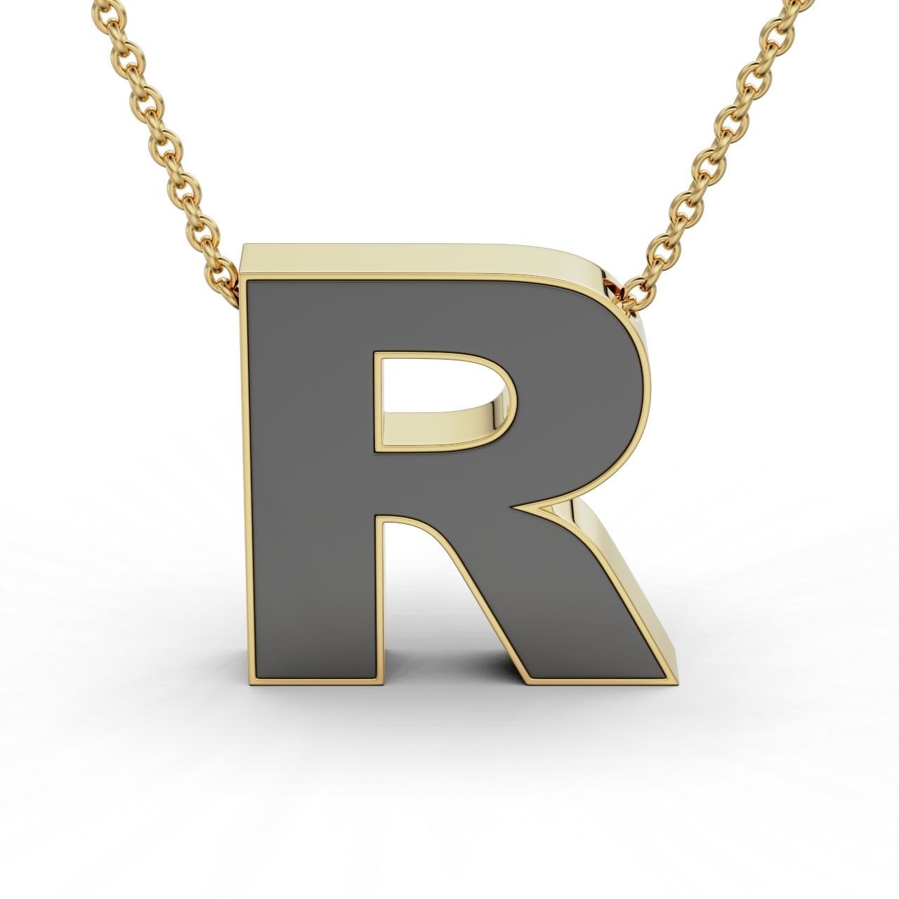 Pendant-Necklace Enamel The letter R 3D model 3D printable | CGTrader