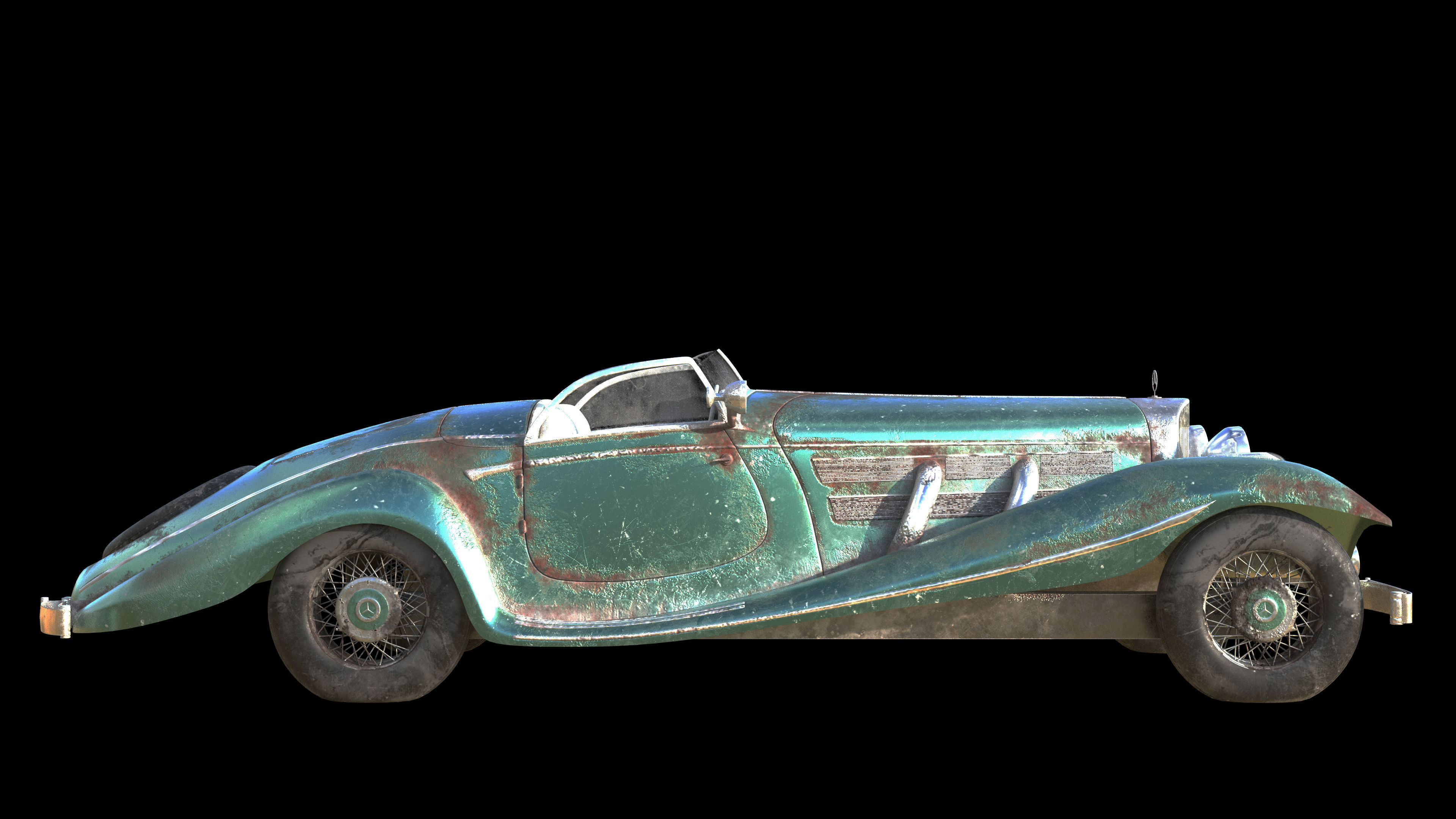 Rusty Mercedes-Benz 540K 3D model | CGTrader