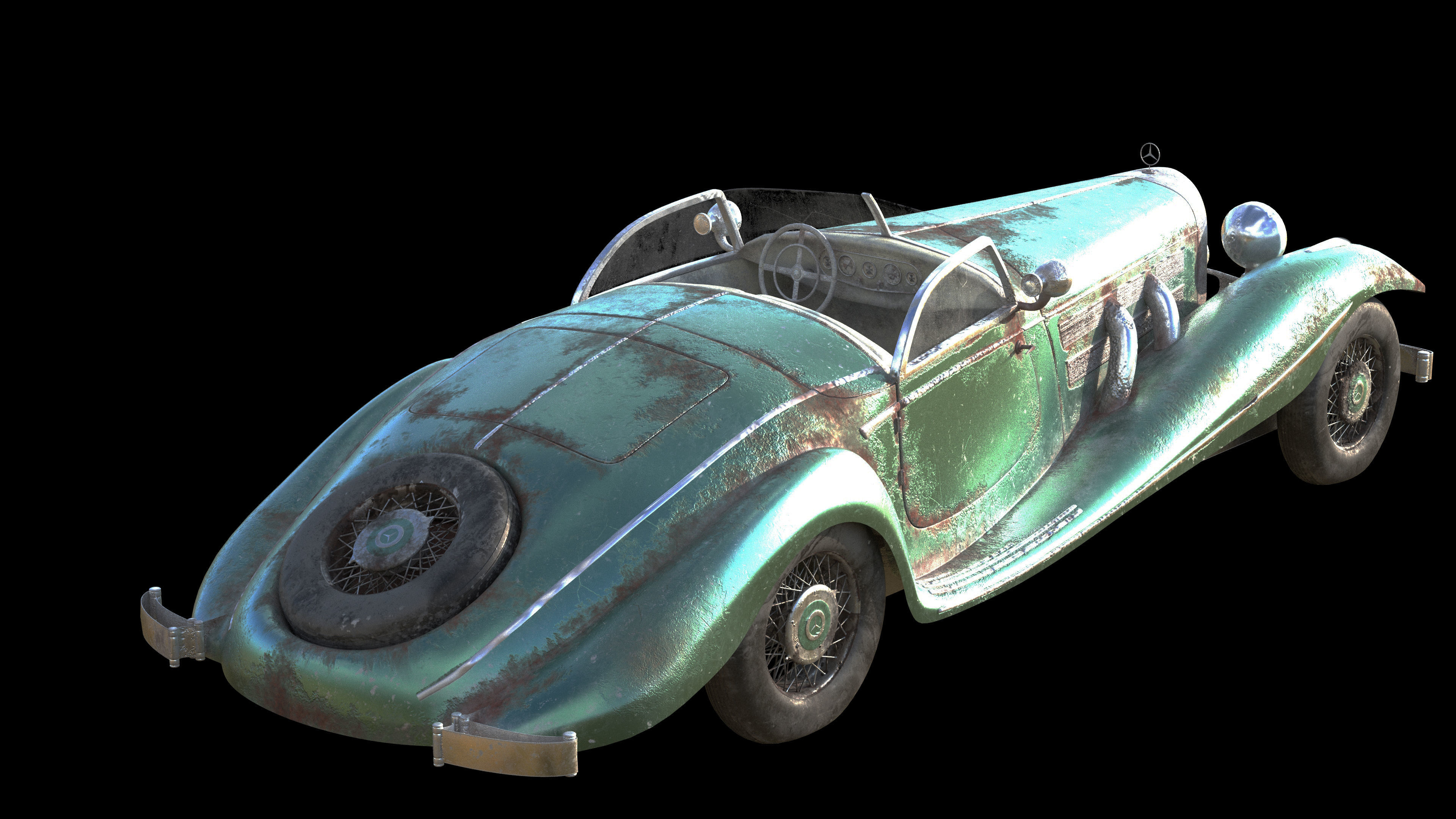 Rusty Mercedes-Benz 540K 3D model | CGTrader