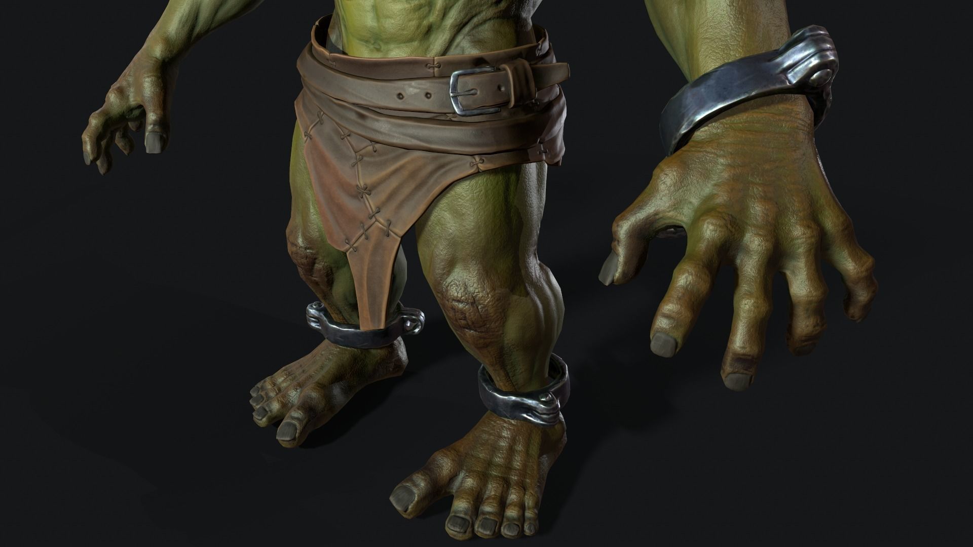 3D model Goblin Orc slave miner stylized Rigged ready for animation VR ...