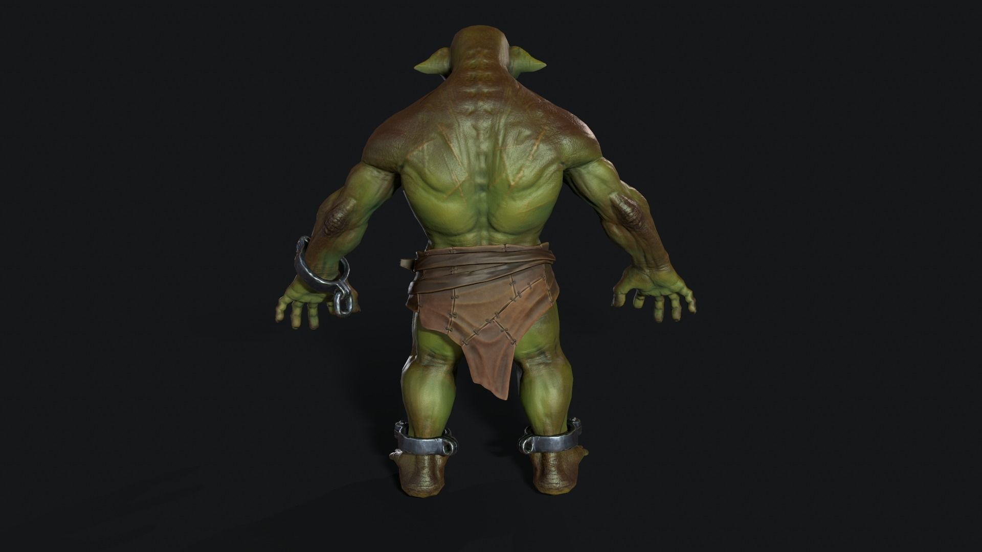 3D model Goblin Orc slave miner stylized Rigged ready for animation VR ...