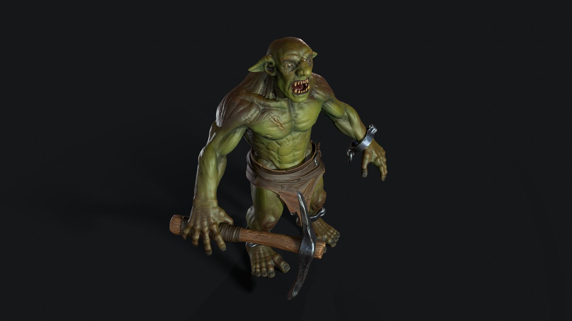 3D model Goblin Orc slave miner stylized Rigged ready for animation VR ...