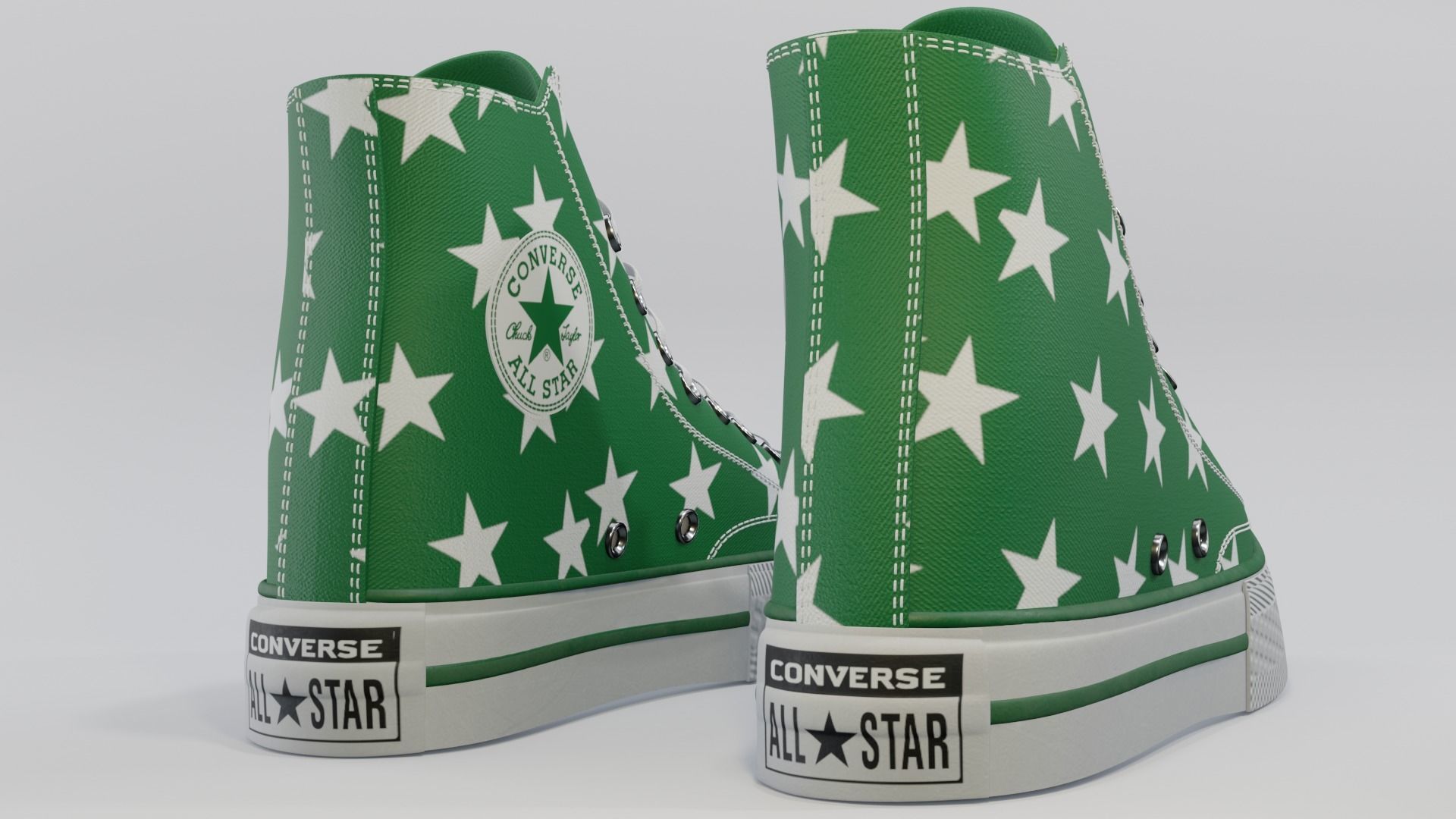 Basketball Leather Shoes Converse All Star Green Stars 3D model | CGTrader