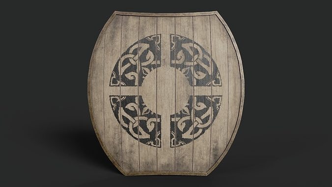 3D model Slavic hybrid shield-painted ring rune symbol VR / AR / low ...