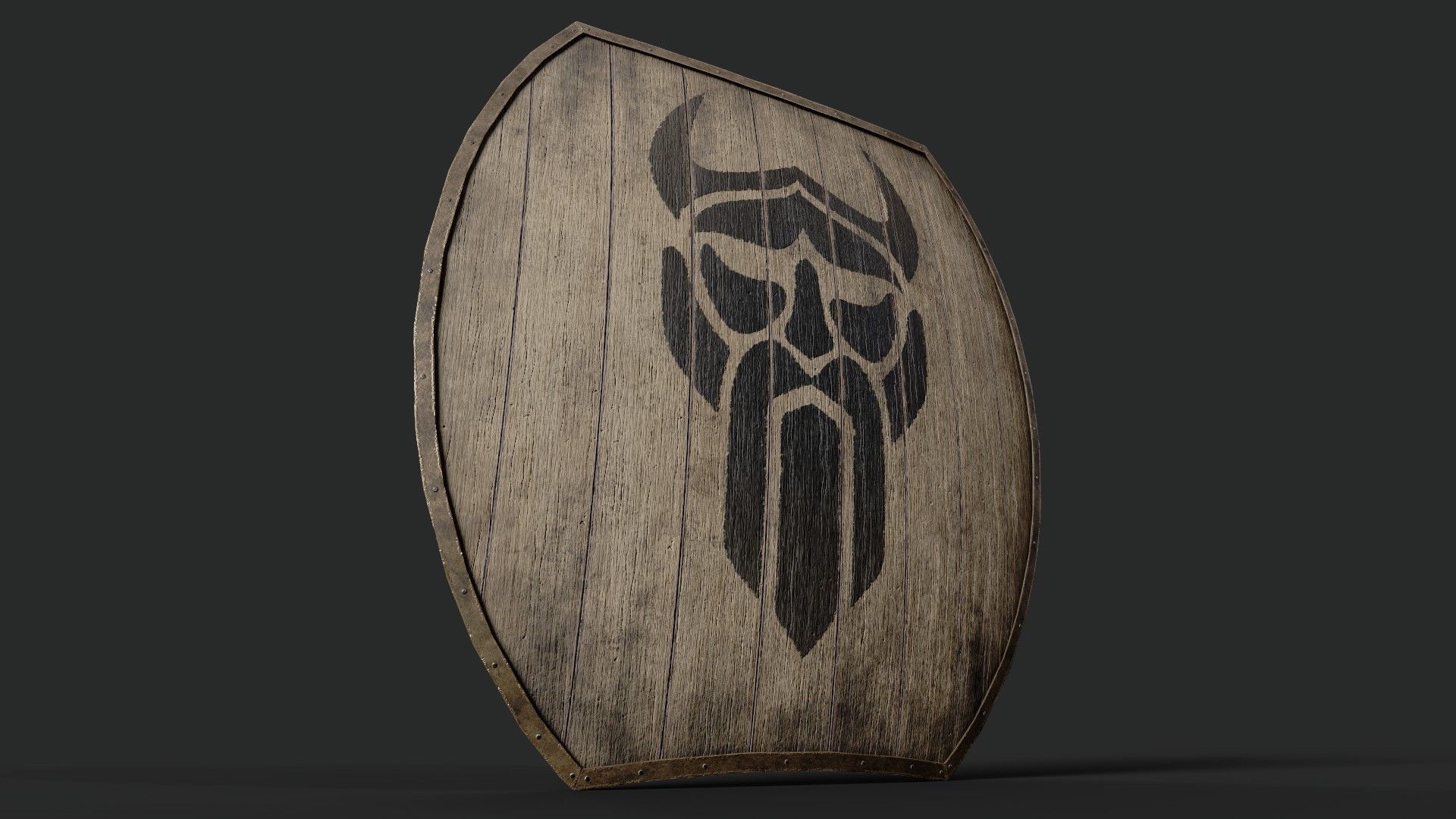 3D model Slavic hybrid shield-painted black God symbol VR / AR / low ...