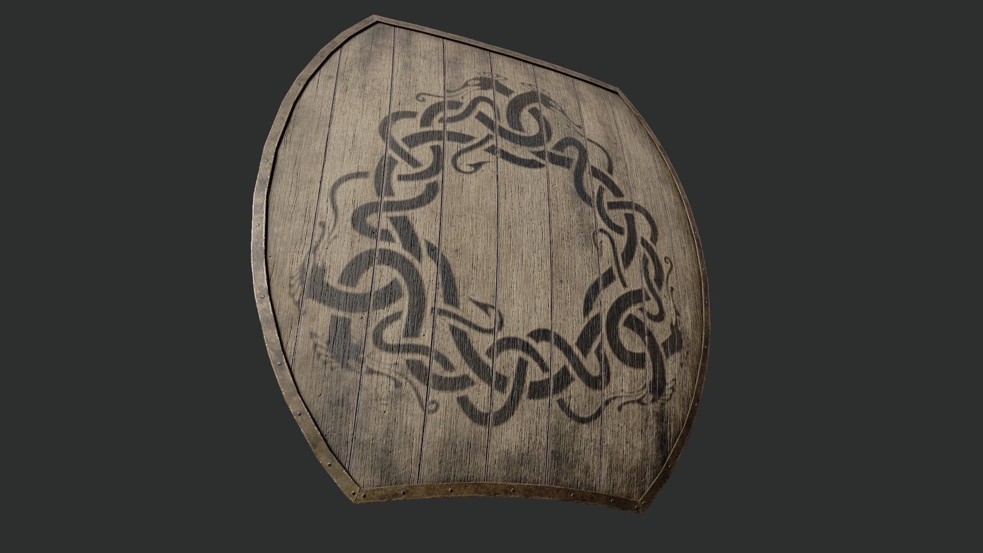 3D model Slavic hybrid shield-painted black urobors symbol VR / AR ...