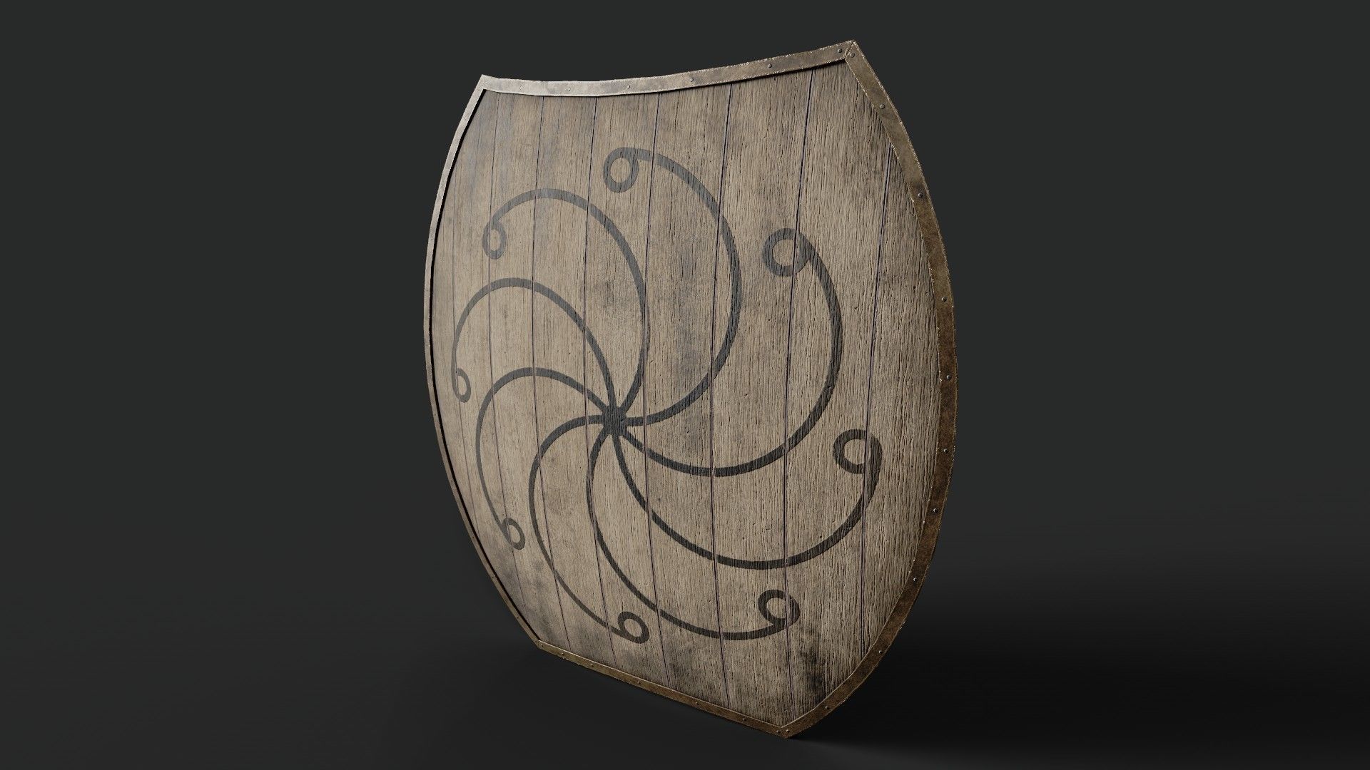 3D model Slavic hybrid shield-painted black radial symbol VR / AR / low ...