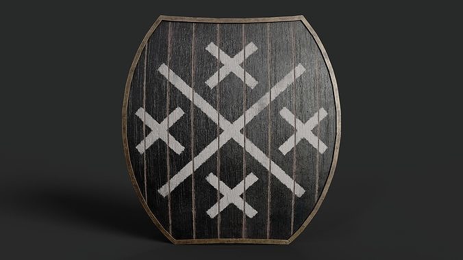 3D model Slavic hybrid shield-painted black with white crosses symbol ...