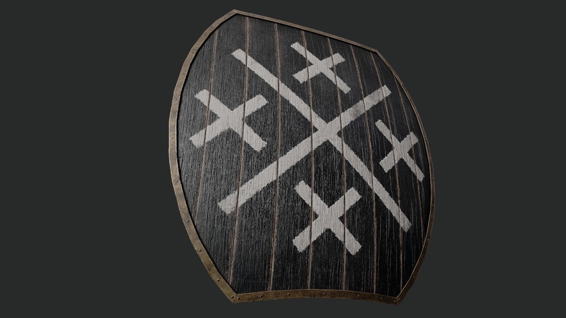 3D model Slavic hybrid shield-painted black with white crosses symbol ...