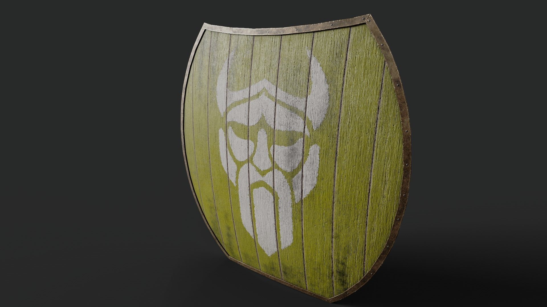 3D model Slavic hybrid shield-painted yellow with God symbol VR / AR ...