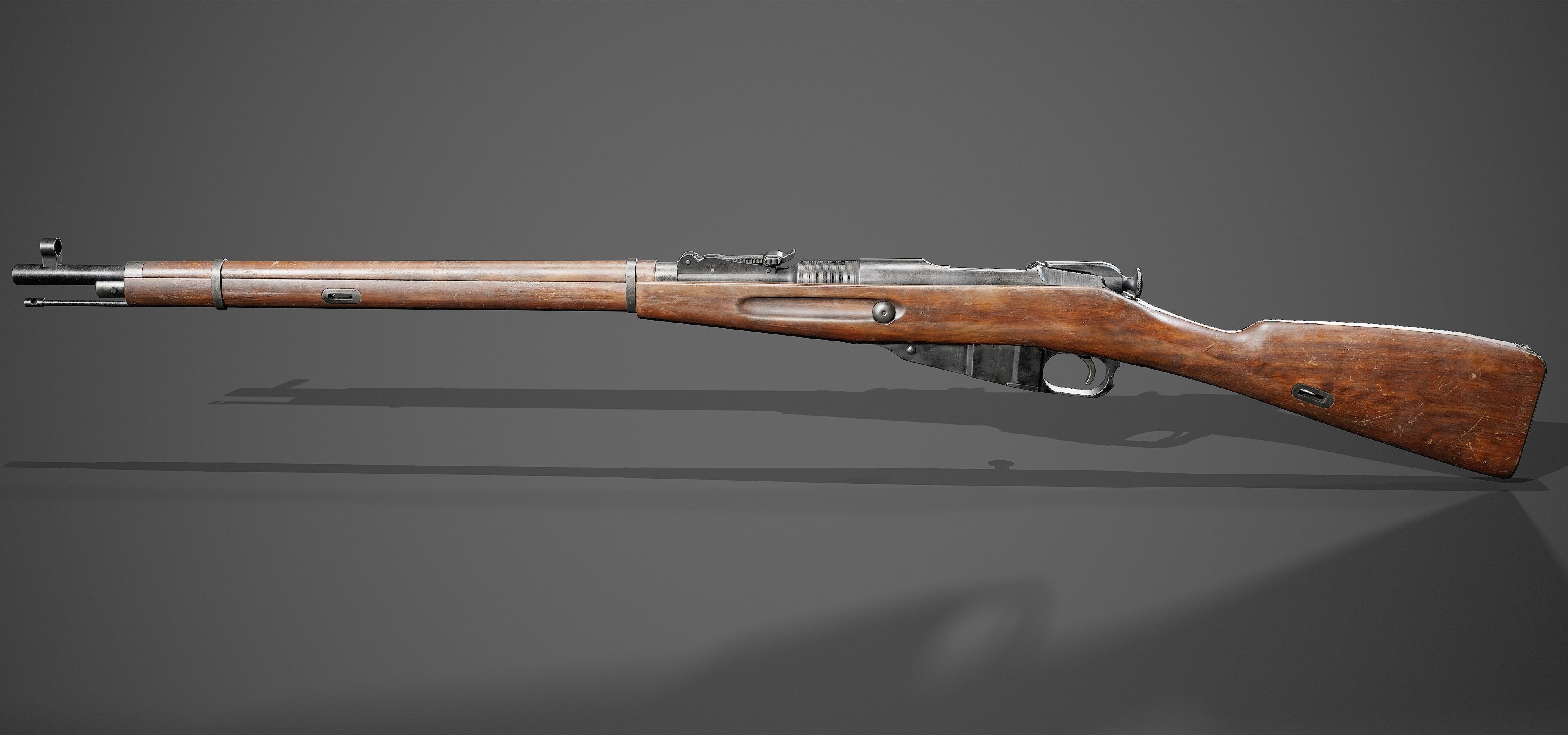 3D model Mosin Nagant sniper rifle low-poly game ready 3D model VR / AR ...