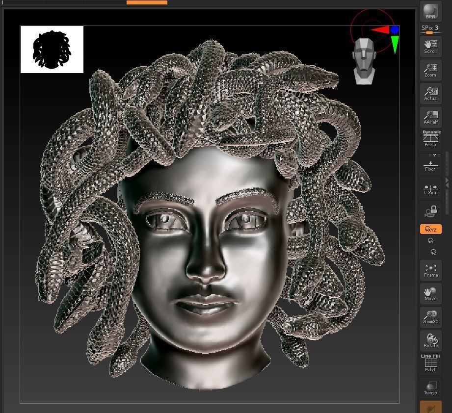 Medusa face 01 3D model 3D printable | CGTrader