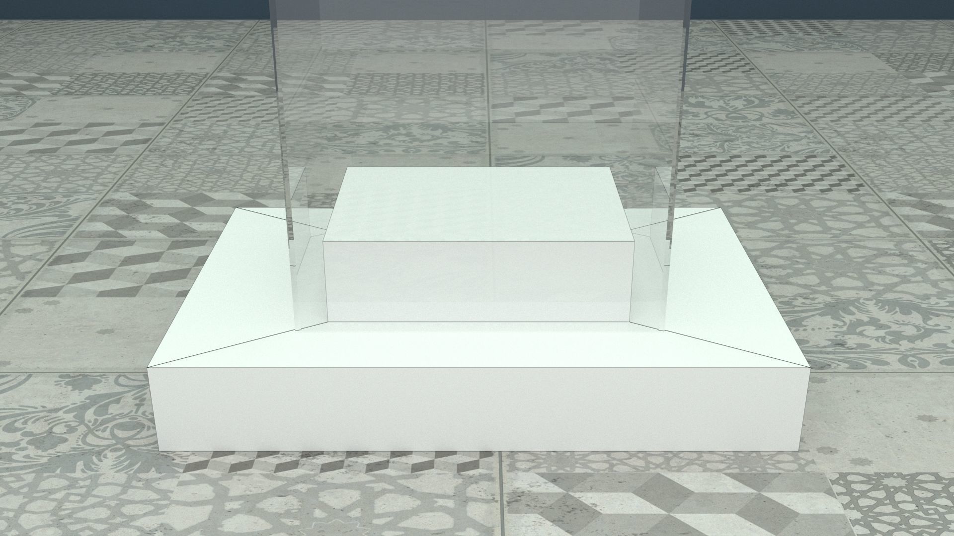 Product stand in a box shape cube inside a transparent glass 3D model ...