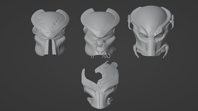 4-Pack Predator Biohelmet 3D model 3D printable | CGTrader