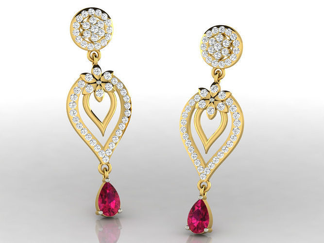 Gold Diamond Women Earring 3D print Model 3D model 3D printable | CGTrader