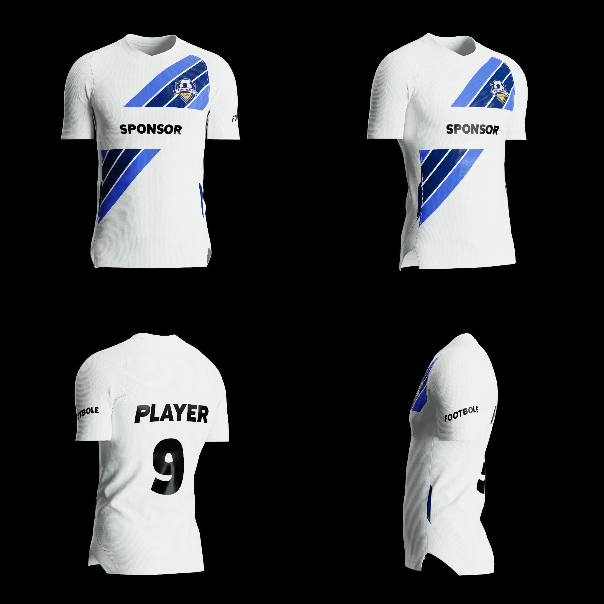 Soccer Uniform Football Shirt Template High Resulation Quality 3D model ...