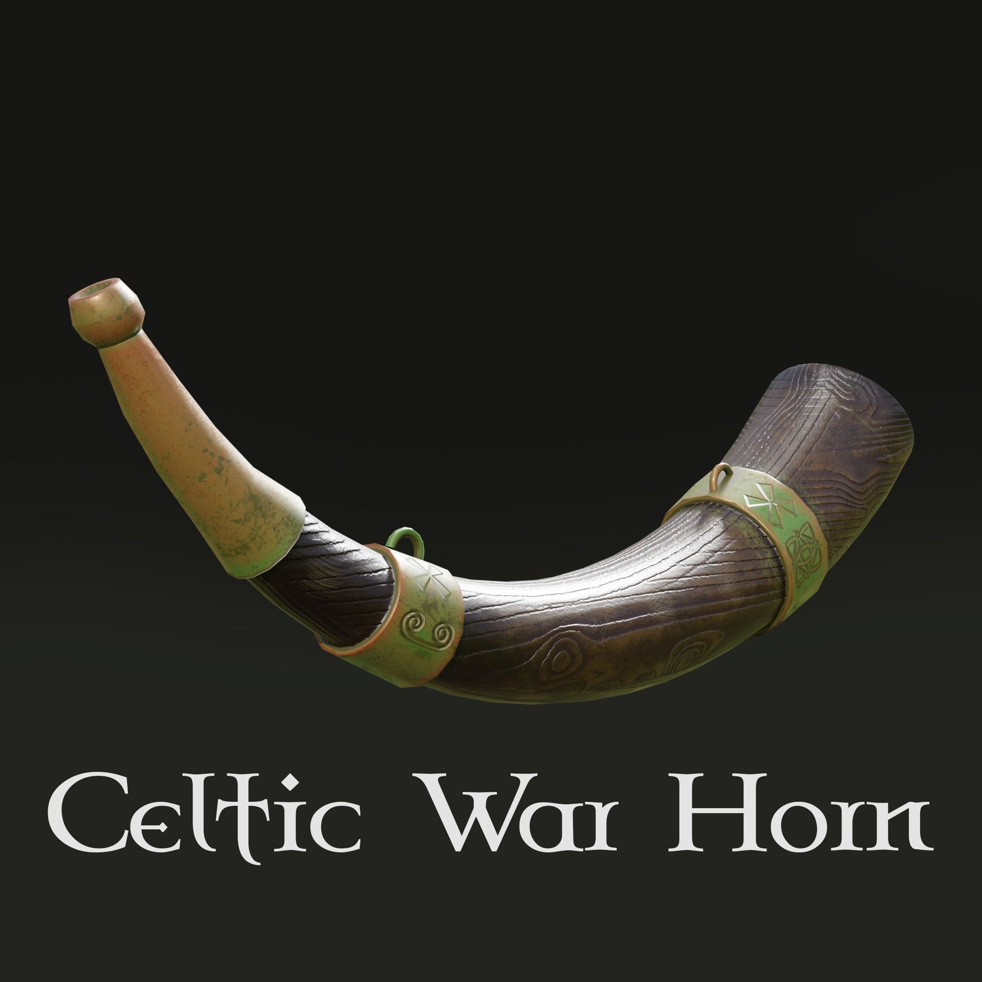 3D model Celtic Style War Horn GameReady PBR Low Poly VR / AR / low ...