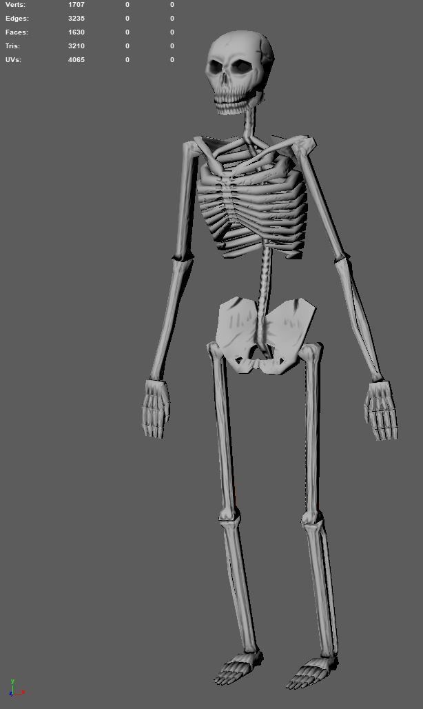 3D model Low Poly Skeleton 3D Model - Fully Rigged and Textured VR / AR ...