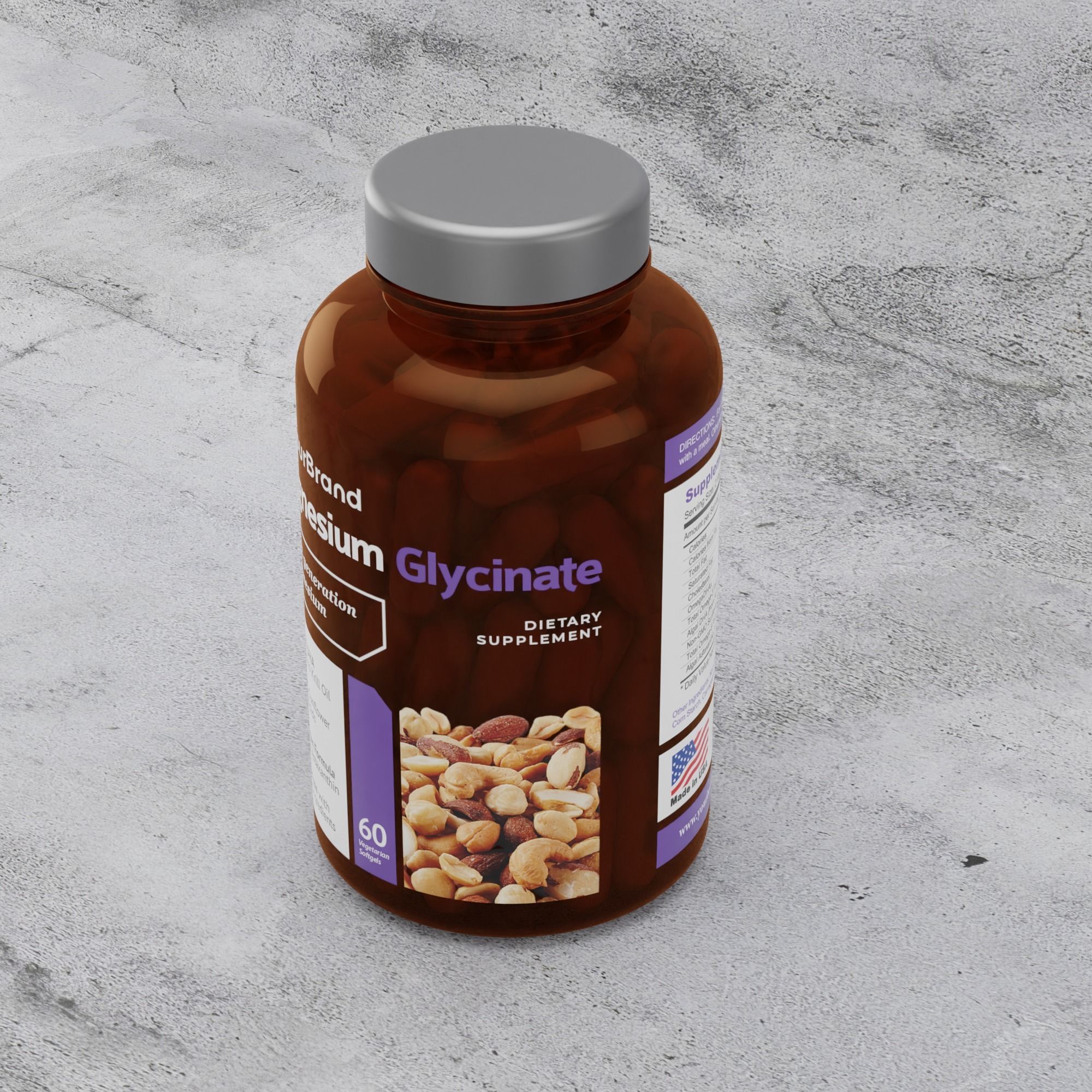 Supplement Bottle Packaging with Tablet Inside 3D model | CGTrader