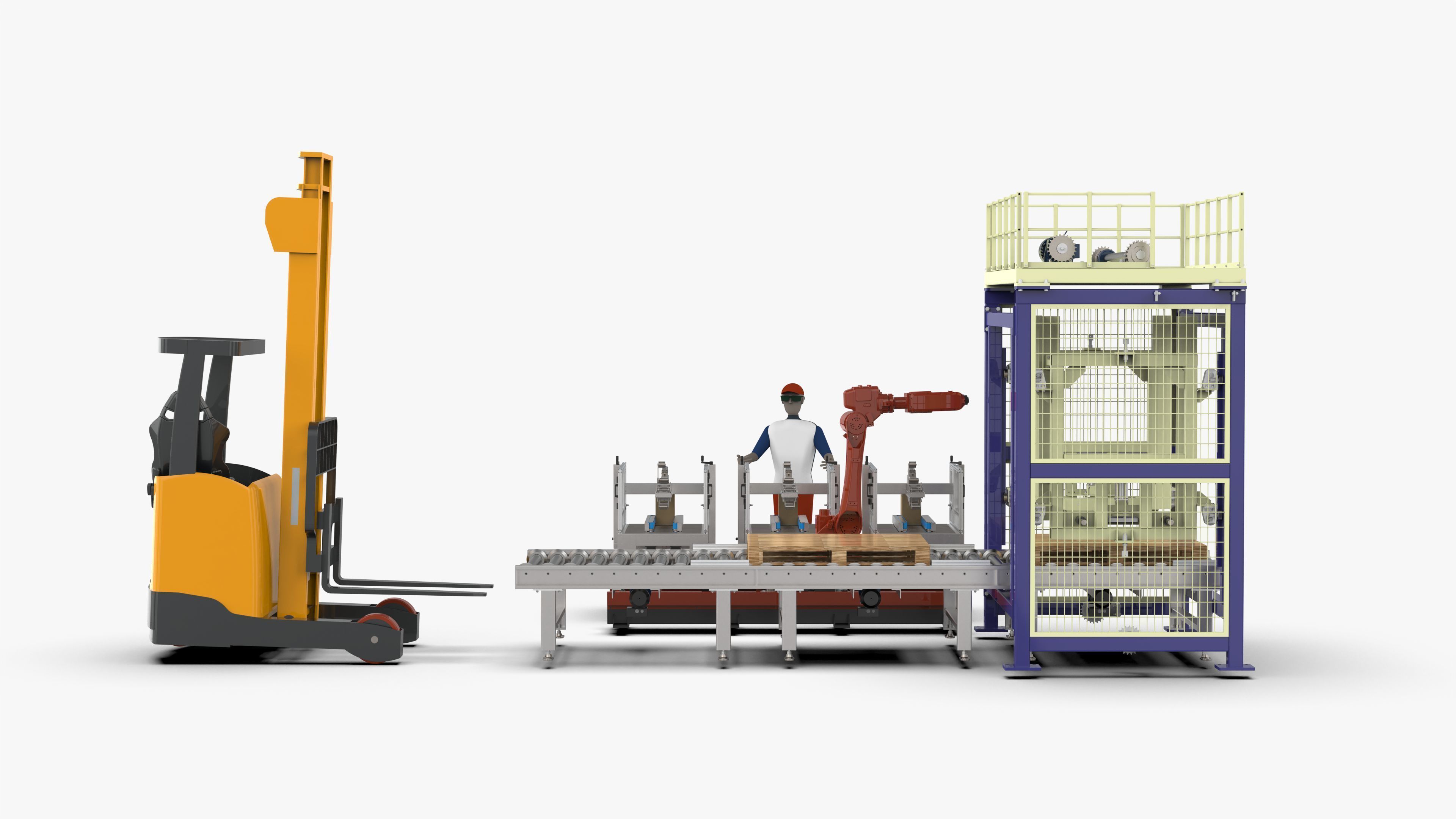 Automatic Cartons Packaging and Palletizing Machine 3D model | CGTrader