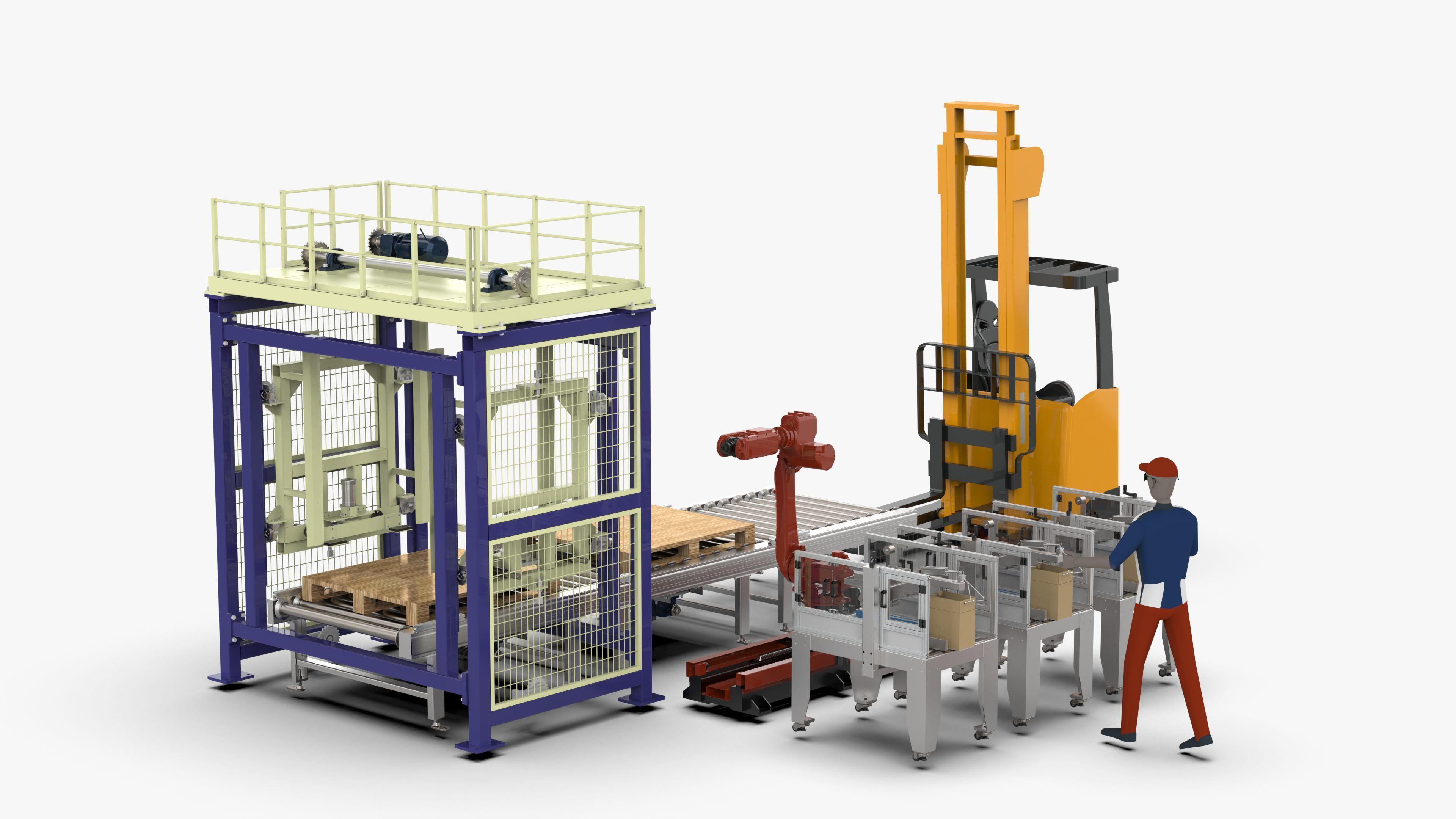 Automatic Cartons Packaging and Palletizing Machine 3D model | CGTrader