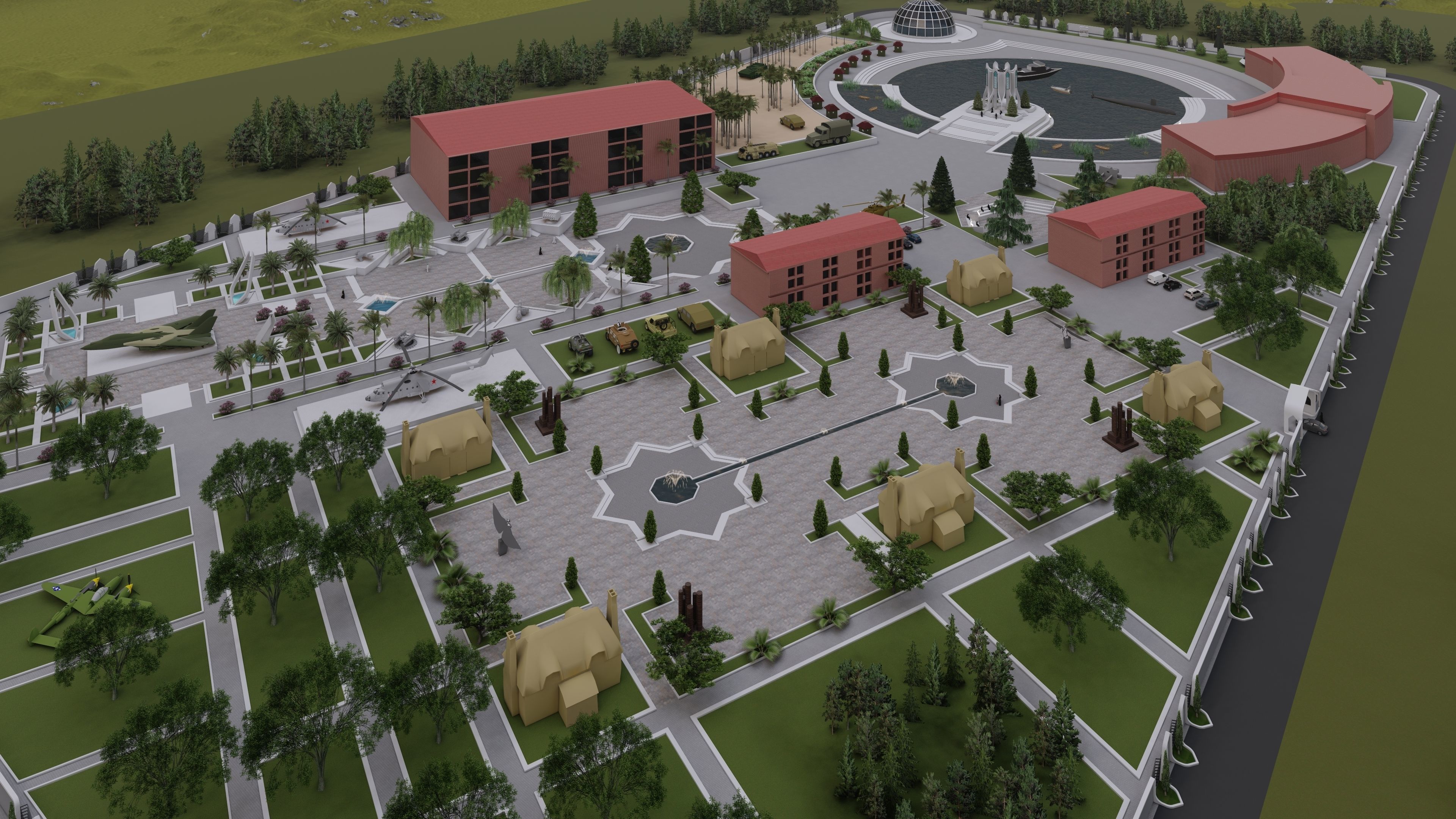 Monumental Urban contemporary landscape design 3D model | CGTrader