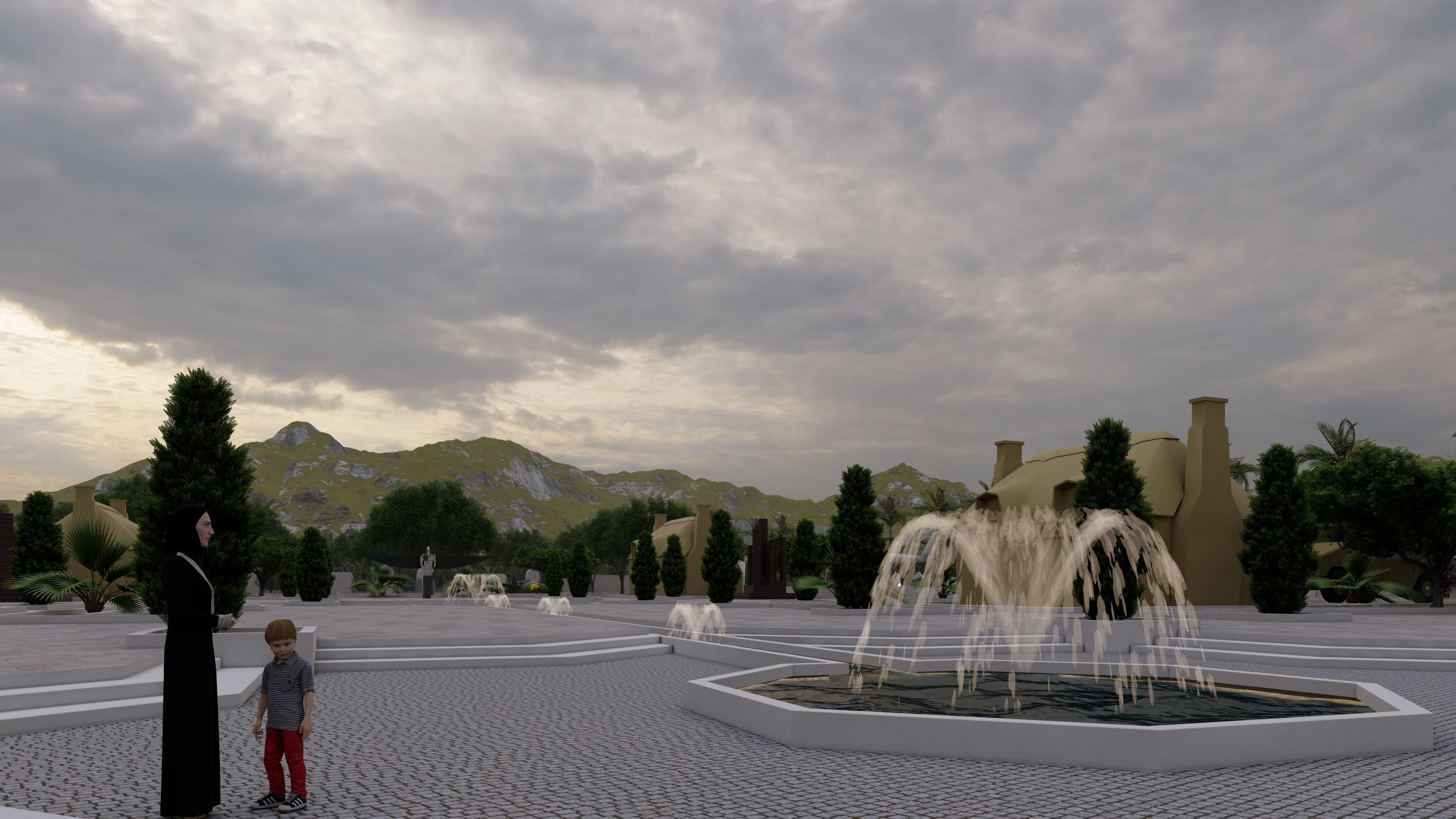 Monumental Urban contemporary landscape design 3D model | CGTrader
