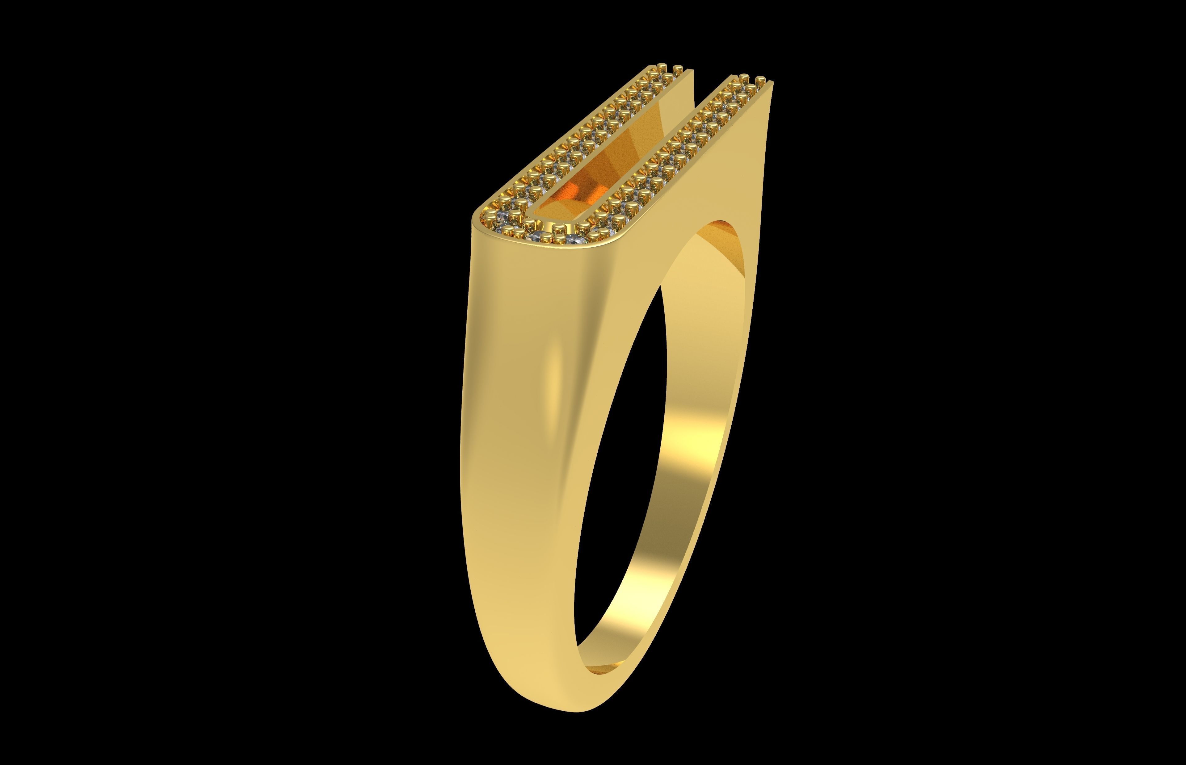 Alphabet U Diamond Ring 3D model 3D printable | CGTrader