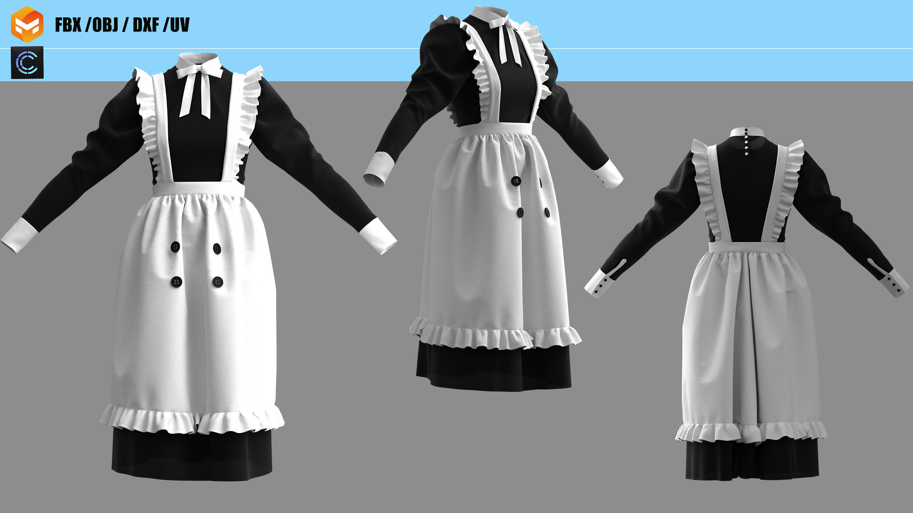 Maid dress 3D model | CGTrader