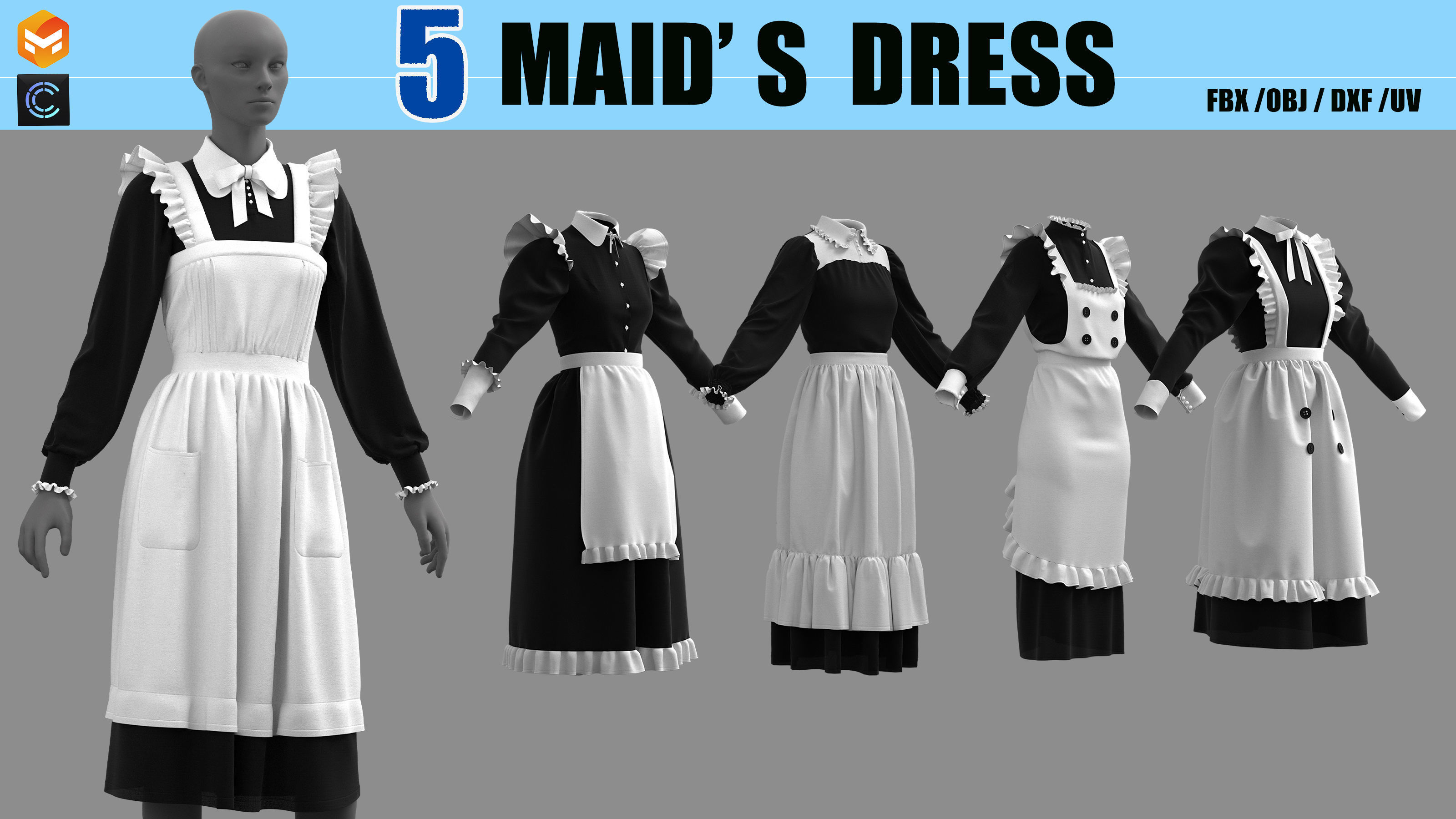 Maid dress 3D model | CGTrader