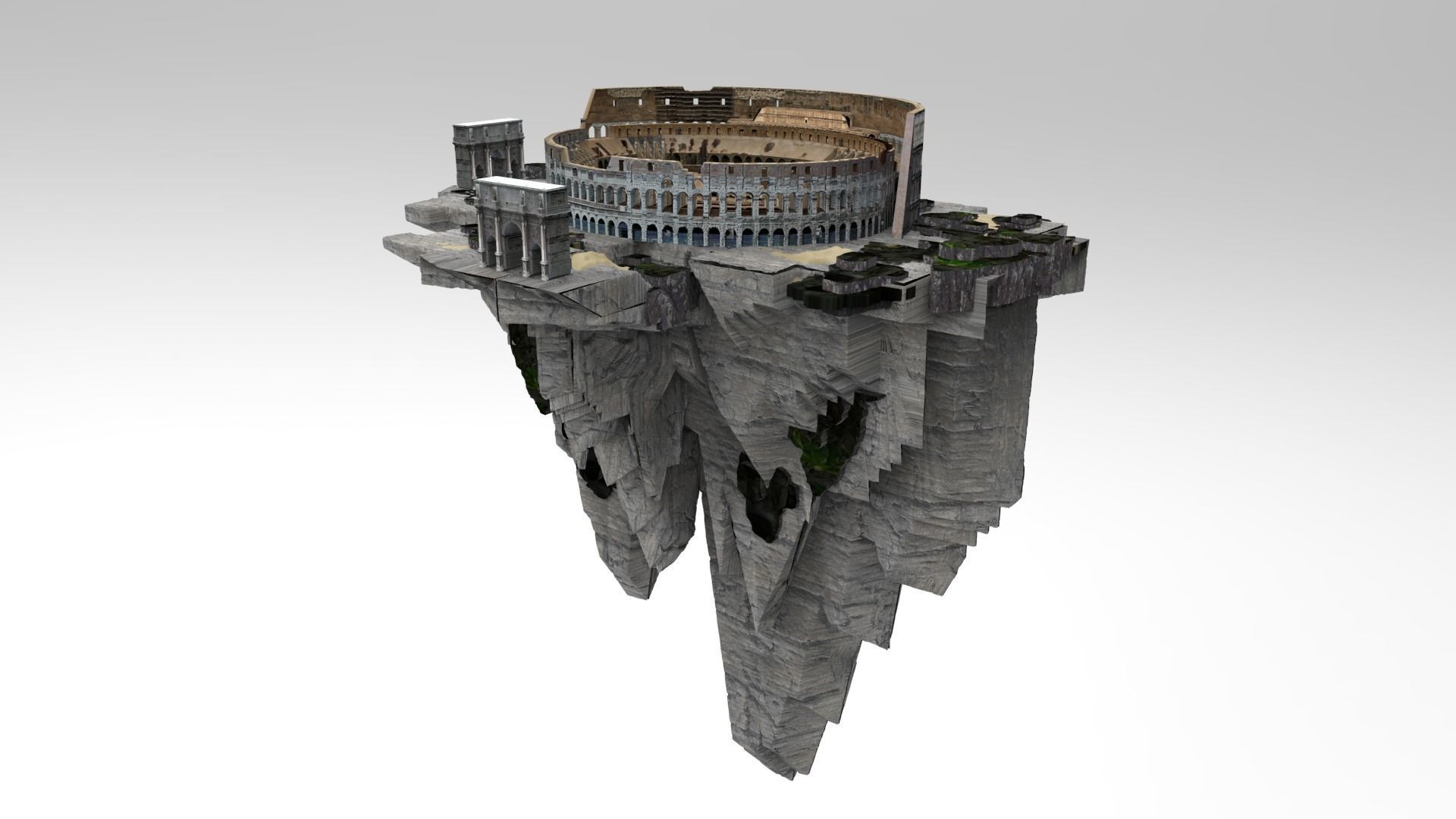 Flying island colosseum 3D model | CGTrader