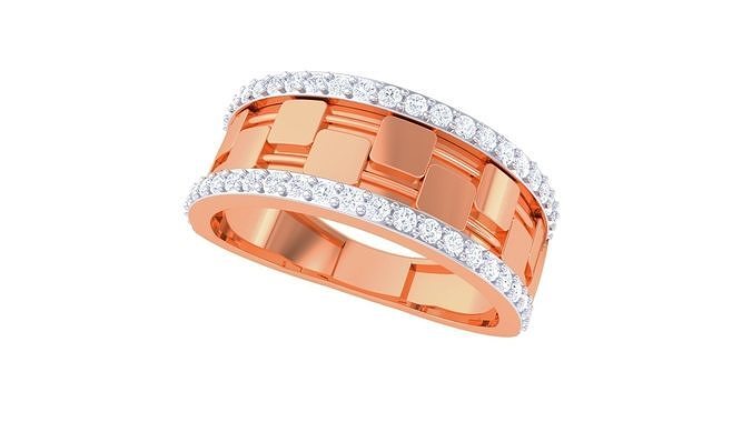 Square Plate Men Groom Gents Diamond Ring 3dm stl obj mtl 3mf 3D model ...