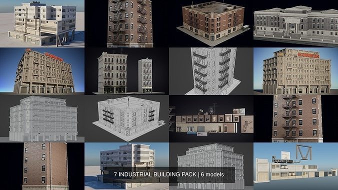 3D Model Collection 7 INDUSTRIAL BUILDING PACK VR / AR / low-poly ...